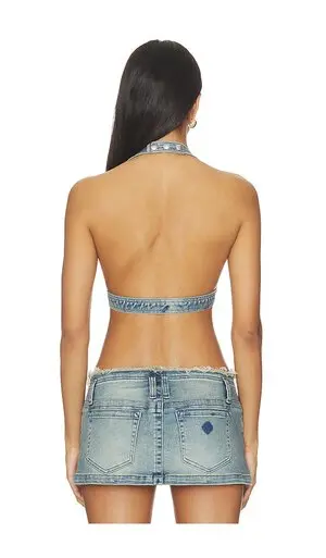 Abrand Denim Halter Belt Top