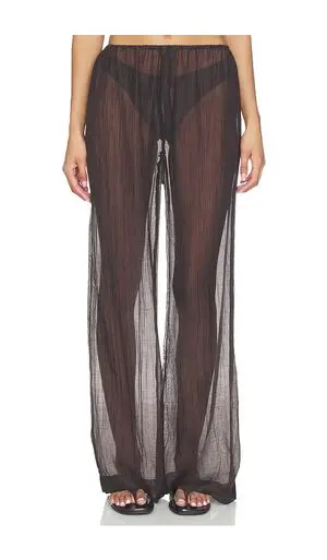 Lna Velma Sheer Plisse Trousers - Chocolate