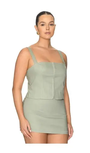 Good American Linen Corset Top - Green