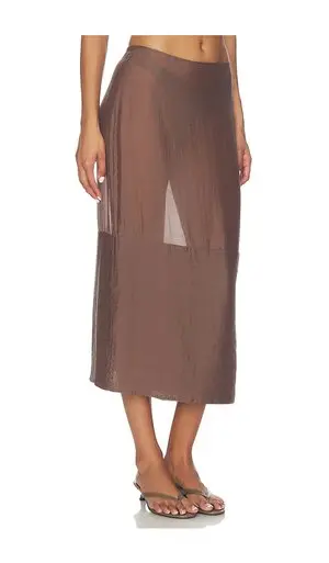 L'academie Cecille Midi Skirt - Brown