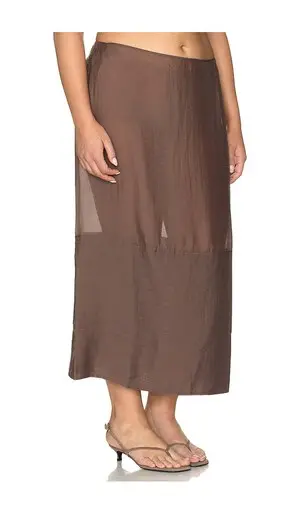 L'academie Cecille Midi Skirt - Brown