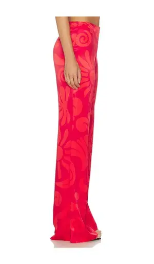 CALA DE LA CRUZ Nix Printed Viscose Trousers - Red