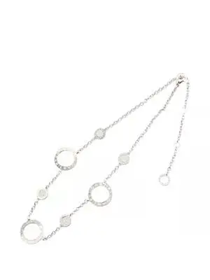 BVLGARI 18k White Gold Diamond Logo Necklace - Silver