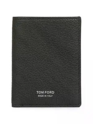TOM FORD Grained Leather Bi-fold Cardholder - Green