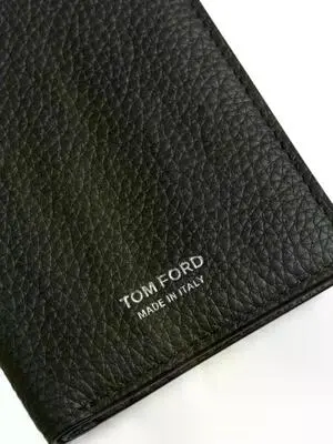 TOM FORD Grained Leather Bi-fold Cardholder - Green