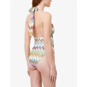 Missoni Halter-neck Zig-zag Pattern Swimsuit