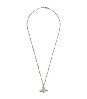 VIVIENNE WESTWOOD Mini Bas Relief Orb Necklace With Crystals - Silver