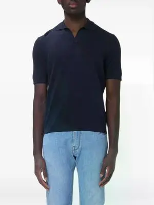 BROOKSFIELD Bowling-collar Linen T-shirt - Blue
