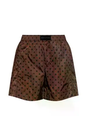 GANNI Polka Dot Logo Patch Wide Leg Shorts