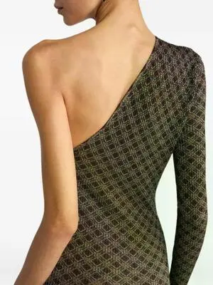Etro Ribbed Maxi Dress With Micro Diamond Motif