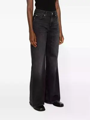 7 For All Mankind Lotta Faded-effect Wide-leg Jeans - Grey