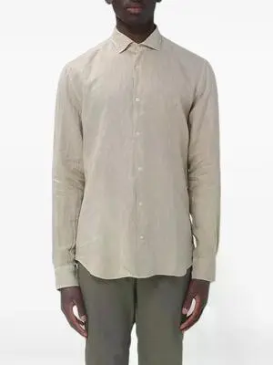 BROOKSFIELD Logo-embroidered Linen Shirt - Neutrals