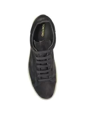 TOM FORD Suede Perforated Logo Sneakers - Grey