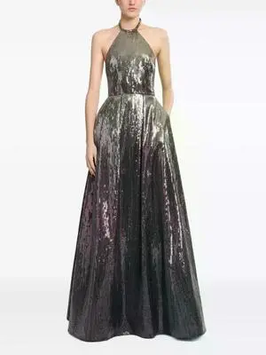 Elie Saab Halterneck Gradient-sequined Gown