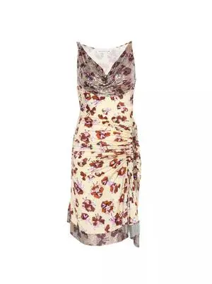 Rabanne Floral Print Mini Dress - Neutrals