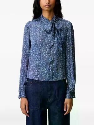 Claudie Pierlot Printed Pussy-bow Shirt