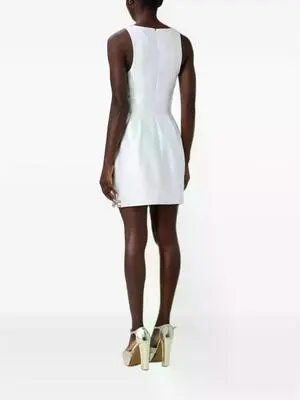 Elisabetta Franchi Draped Neckline Logo Plaque Mini Dress - White