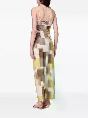 Emporio Armani Abstract Print Tulle Maxi Dress