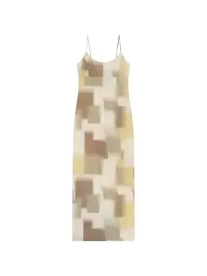 Emporio Armani Abstract Print Tulle Maxi Dress - Neutrals