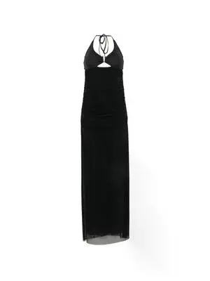 FISICO Ruched Halterneck Maxi Dress - Black