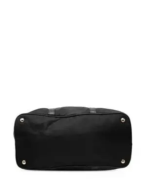 Prada Saffiano Trimmed Tessuto Open Convertible Tote Satchel - Black