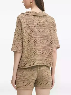 HAVEONE Crochet Knit Short Sleeve Set