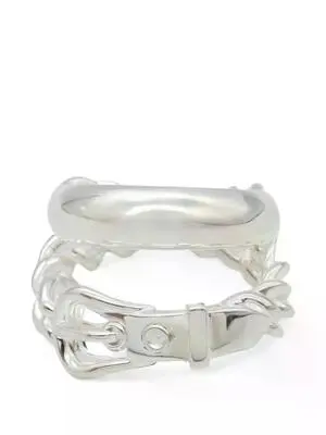 Hermès Buckle Detail Braided Ring - Silver