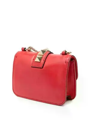 Valentino Garavani Mini Leather Rockstud Glam Lock Crossbody Bag - Red