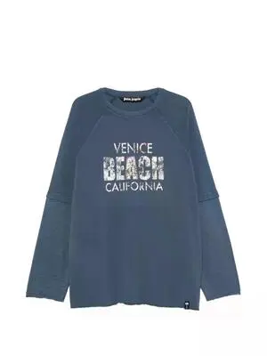 Palm Angels Slogan-print Raglan-sleeve T-shirt - Blue