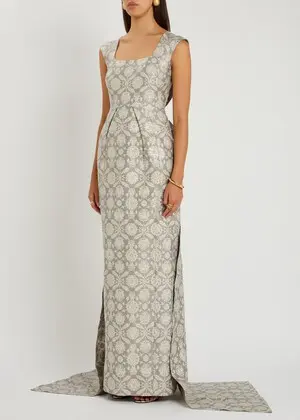 Huishan Zhang Patsy Floral Jacquard Gown