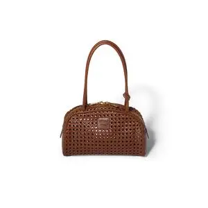 Miu Miu Beau Woven Leather Top Handle Bag - Oak