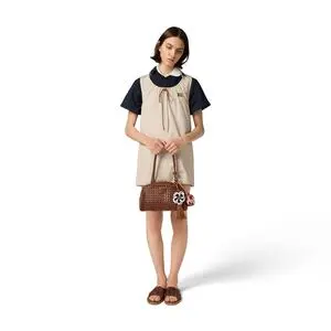 Miu Miu Beau Woven Leather Top Handle Bag