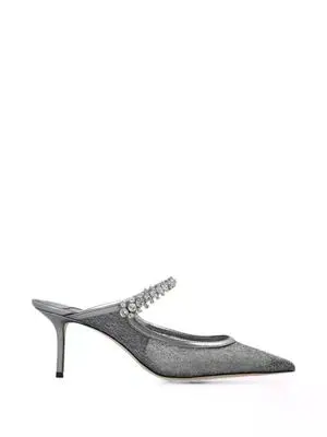 JIMMY CHOO Bing Crystal-embellished Mesh Mules - Silver