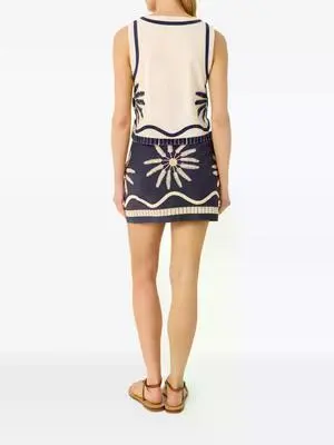 MARIE OLIVER Orlee Embroidered Cotton Skirt - Blue
