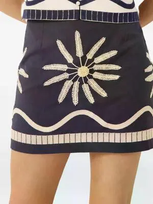 MARIE OLIVER Orlee Embroidered Cotton Skirt - Blue