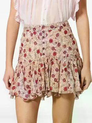 MARANT ETOILE Daneen Printed Cotton Voile Skirt - Neutrals