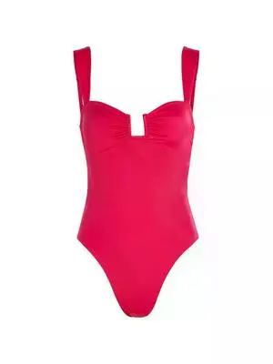 AWAY THAT DAY Cannes Ruched Cutout Swimsuit - Pink