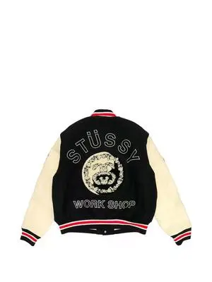 DENIM TEARS X Stüssy X Our Legacy Patch-detail Varsity Jacket - Black
