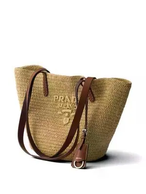 Prada Medium Crochet And Leather Tote Bag