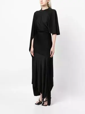Stella McCartney Cape-sleeve Asymmetric Maxi Dress