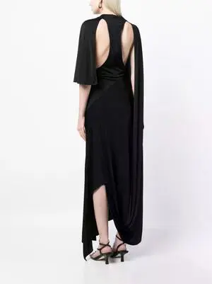 Stella McCartney Cape-sleeve Asymmetric Maxi Dress