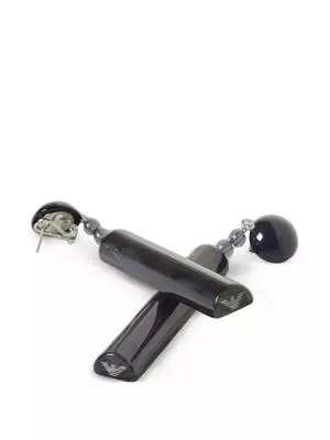 Emporio Armani Marbled-effect Logo-print Drop Earrings
