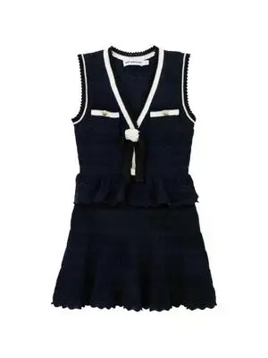 SELF-PORTRAIT Ruffled Crochet-knit Mini Dress