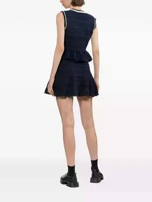 SELF-PORTRAIT Ruffled Crochet-knit Mini Dress
