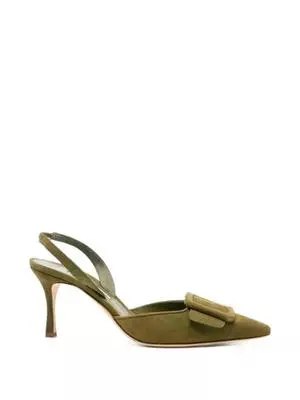 Manolo Blahnik Maysli Buckle-detail Heeled Pumps - Green