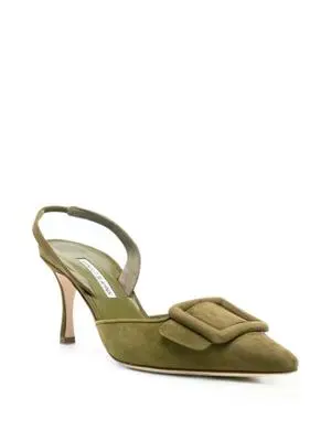 Manolo Blahnik Maysli Buckle-detail Heeled Pumps - Green