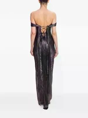 MARIA LUCIA HOHAN Off-shoulder Pleated Maxi Dress