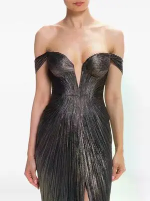 MARIA LUCIA HOHAN Off-shoulder Pleated Maxi Dress
