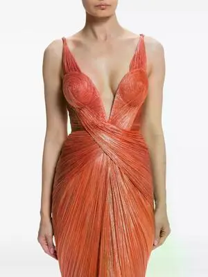 MARIA LUCIA HOHAN Corinna Draped Lace-up Maxi Dress - Orange