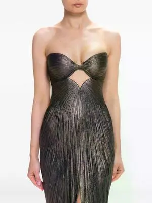 MARIA LUCIA HOHAN Stephanie Cut-out Pleated Maxi Dress - Brown